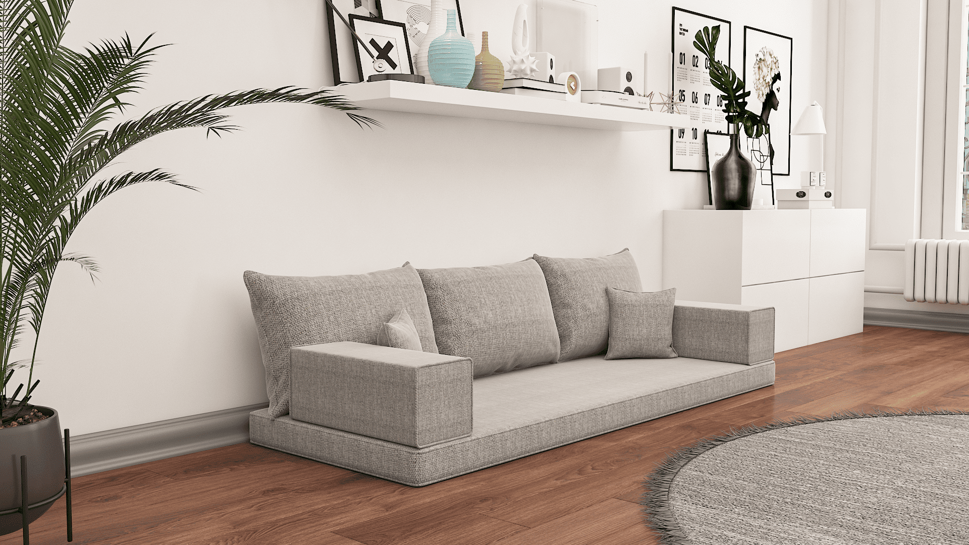Linen Floor Couch, Floor Sofa , Bohemian furniture, Floor Pouf, Floor