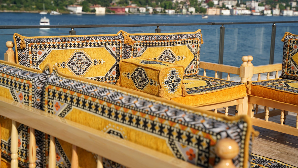 Arabic Sofa Seating, Patio Furniture, Wooden Bench Sofa Sets, Majlis S