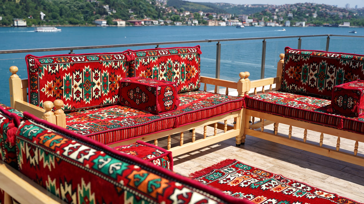 Floor Cushions Set, Arabic Floor Seating, Patio Furniture, Wooden Benc ...