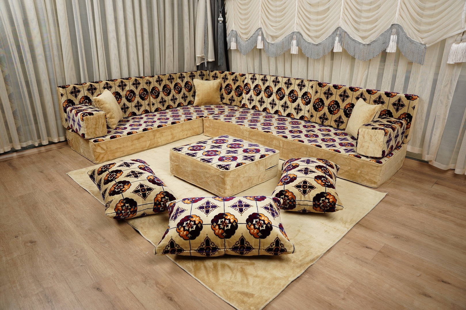 8'' Thickness Diwan Sofa Sets, Arabic Majlis, Sectional Sofa, Ottoman