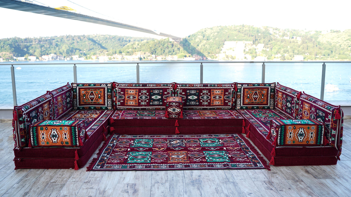 8'' Thickness U Sofa Set, Turkish Floor Seating Set, Oriental Sofa Sea ...