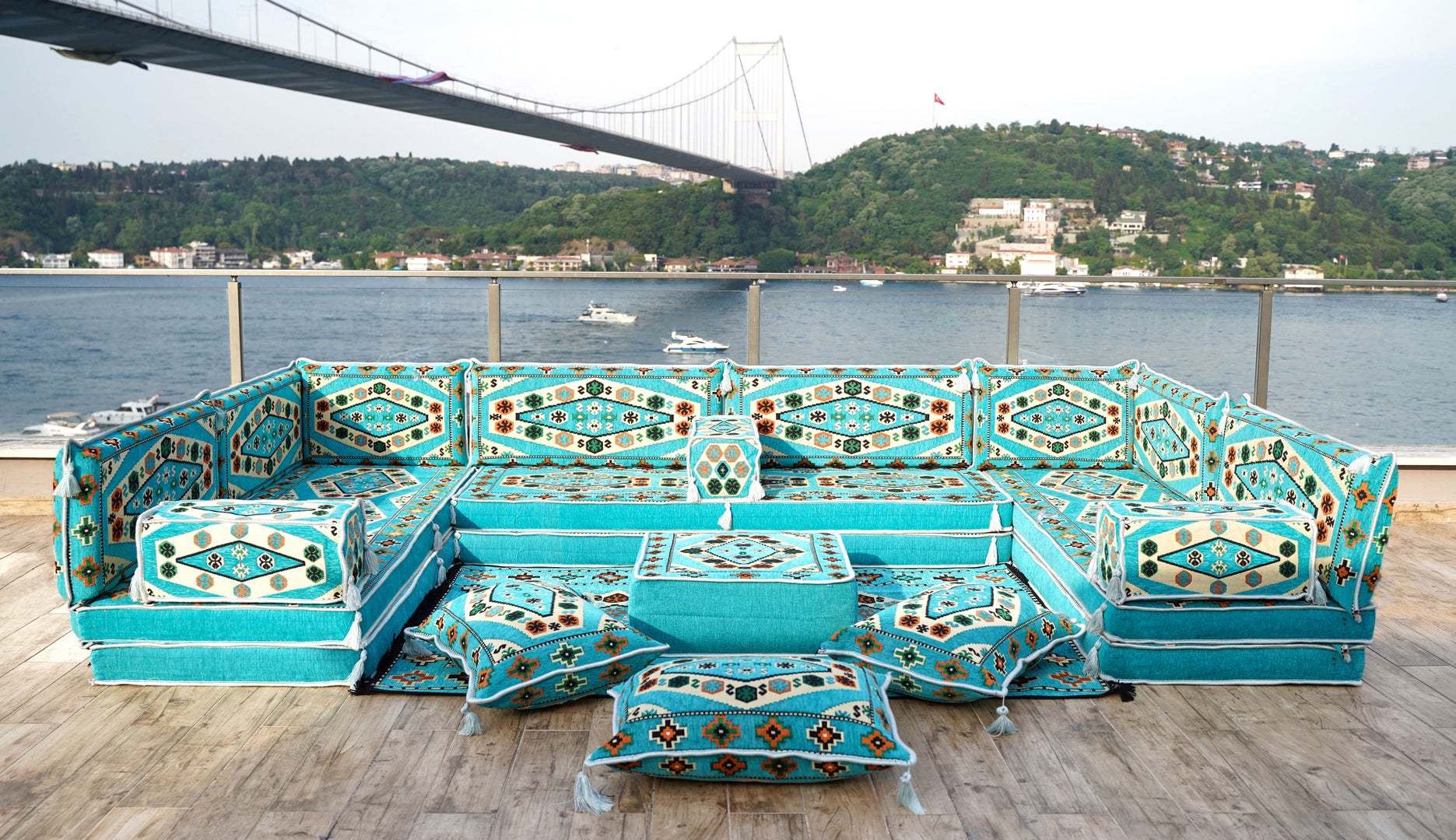 8'' Thickness U Sofa Set, Turkish Seating Pillows, Arabic Jalsa, Moroc