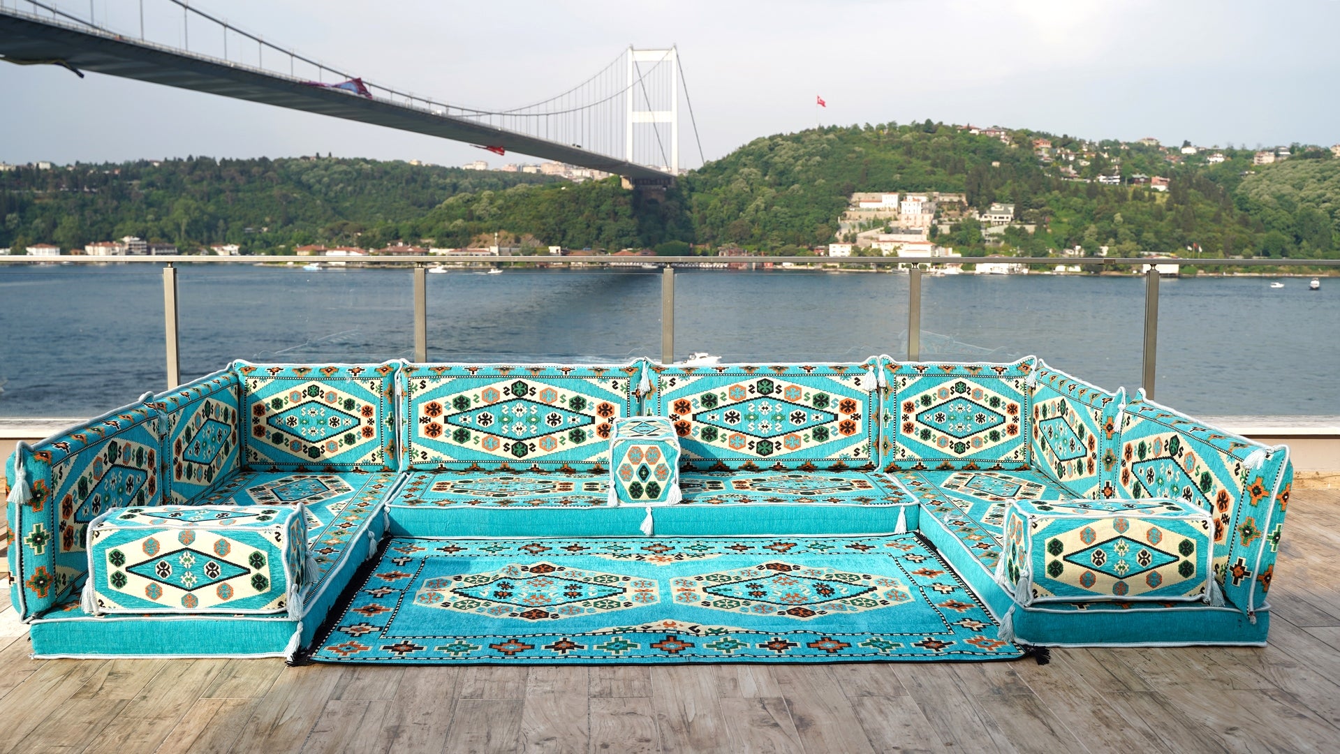 Sectional Floor Cushions, Arabic Majlis, U Shaped Arabic Sofa Set, Tra