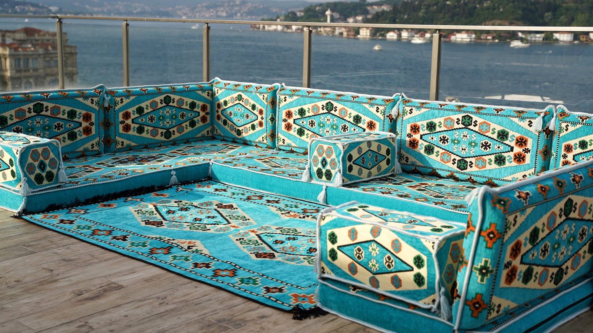 Sectional Floor Cushions, Arabic Majlis, U Shaped Arabic Sofa Set, Tra