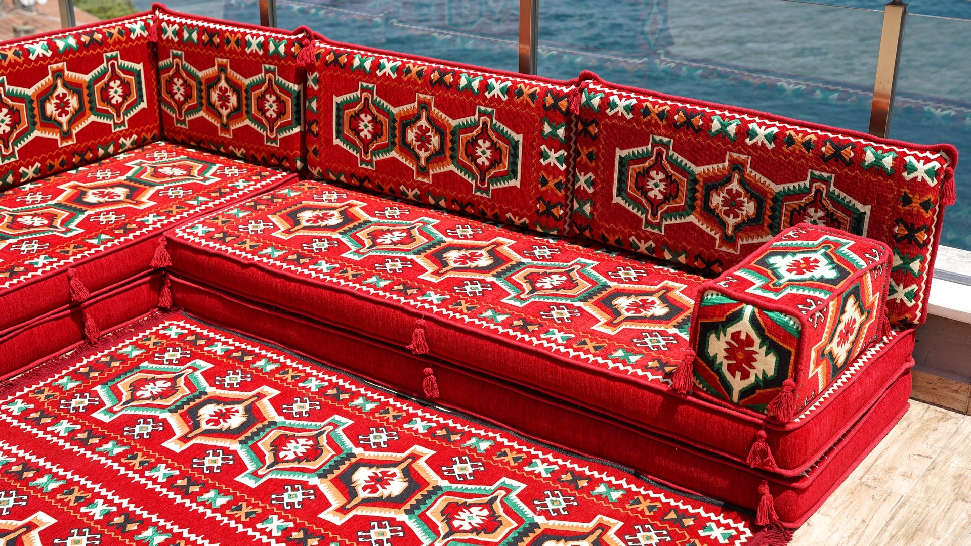 8'' Thickness L Sofa Set, Terrace Arabic Sofa, Floor Cushions, Arabic