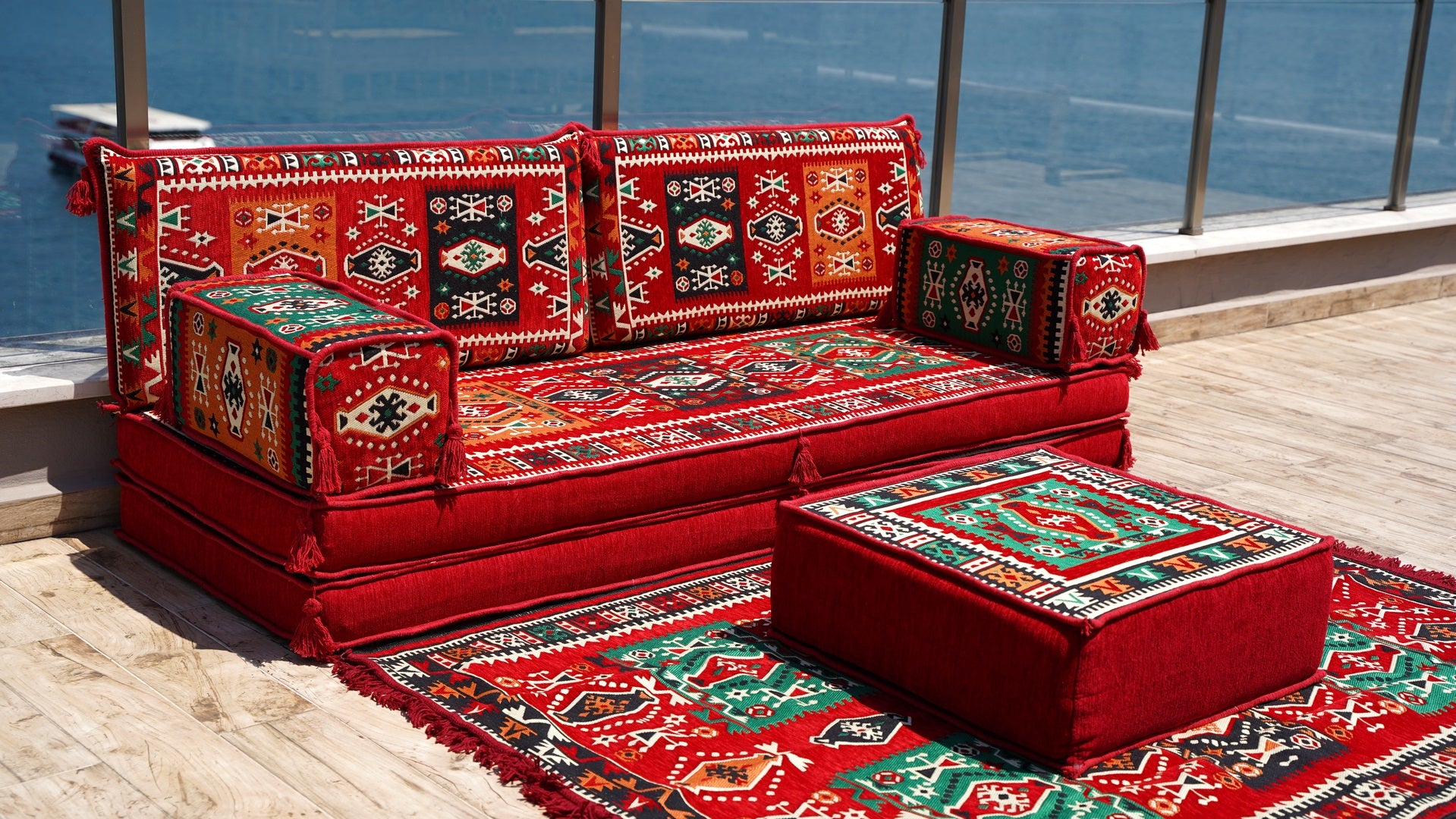 8'' Thickness Sofa Set, Turkish Floor Sofa, Ethnic Cushions, Window Se ...