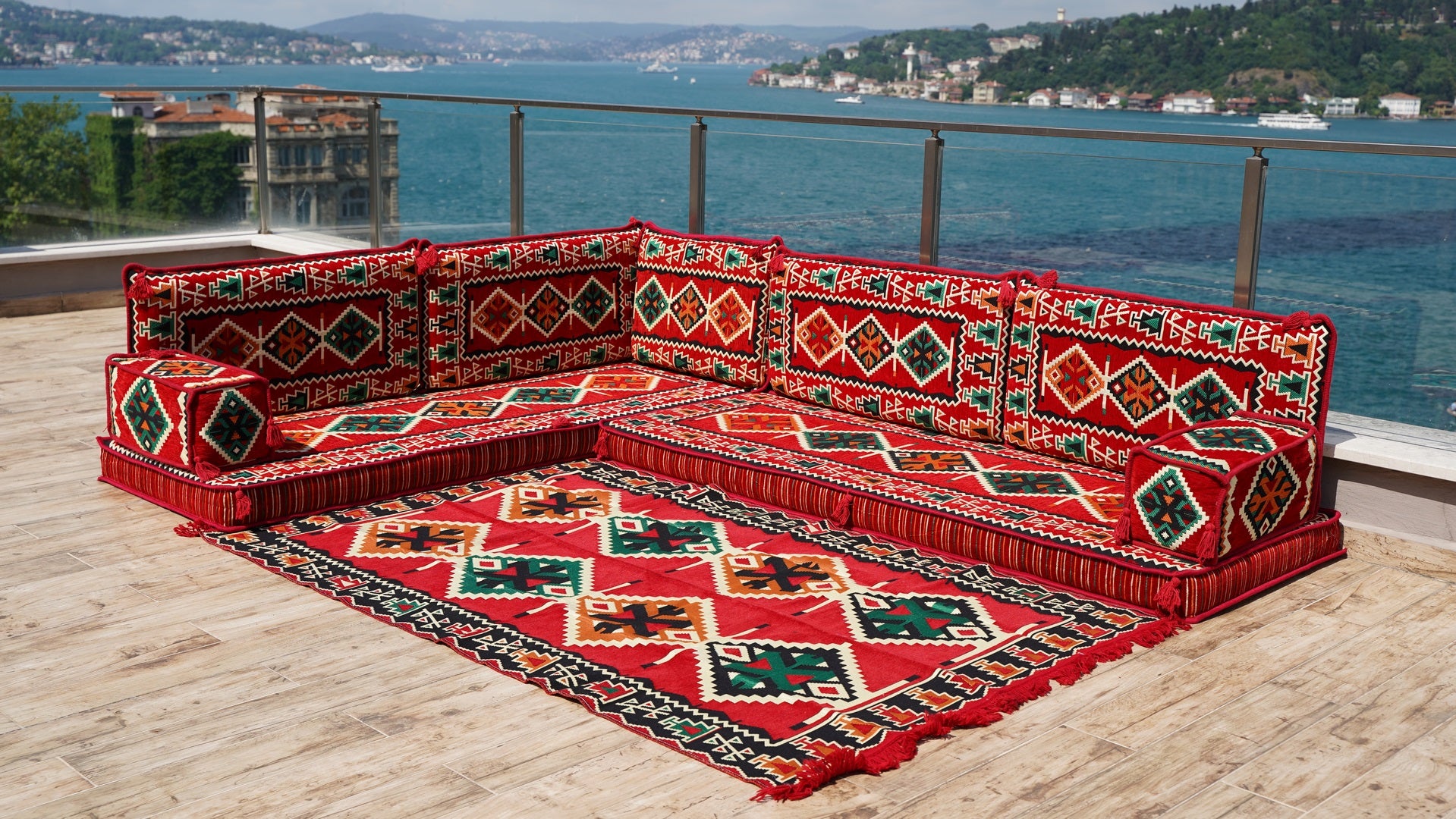 Red Arabic Majlis, Arabic Jalsa, Arabic Floor Sofa Seating Set, Tradit ...